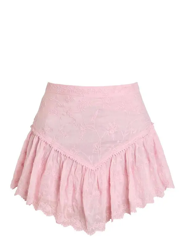 Isabel Marant Embroidered Cotton And Silk-blend Mini Skirt - Pink
