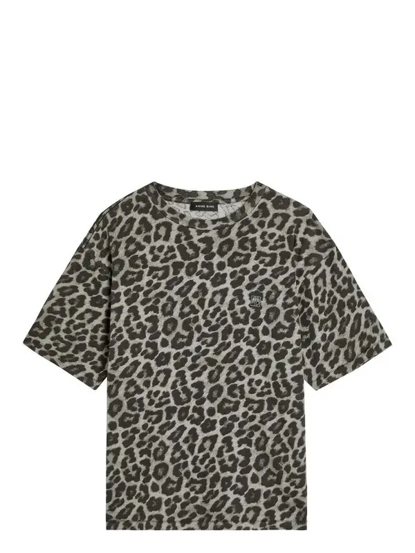 ANINE BING Cohen Logo-embroidered Cotton T-shirt - Leopard