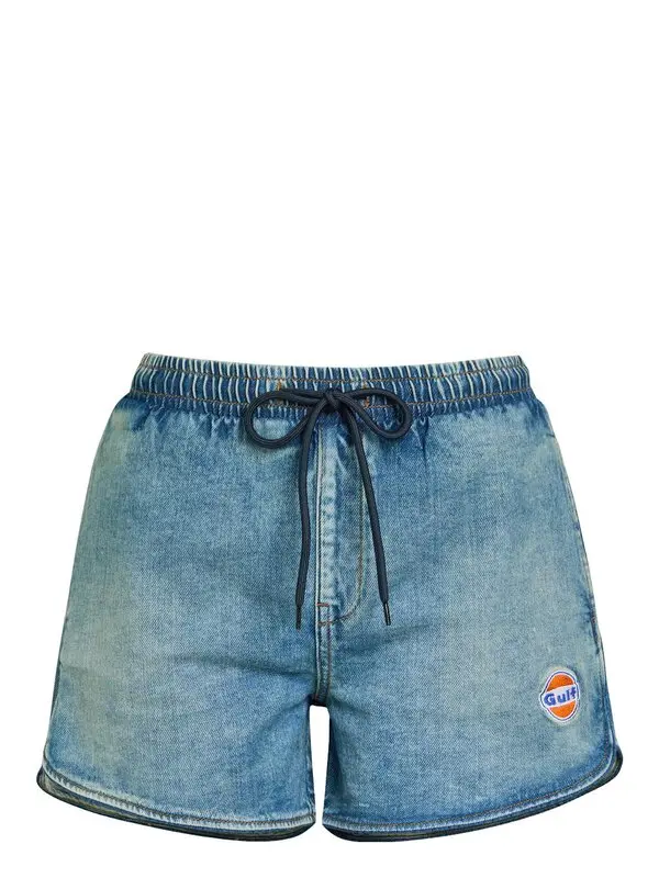 AN-Y1 Star Logo-embroidered Stretch Shorts - Denim