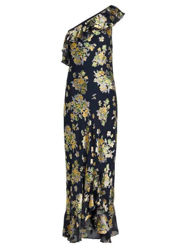 Rixo Floral One-shoulder Chiffon Midi Dress - Multicoloured
