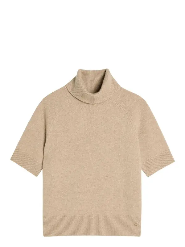 ANINE BING Jackson Roll-neck Cashmere Top - Light Brown