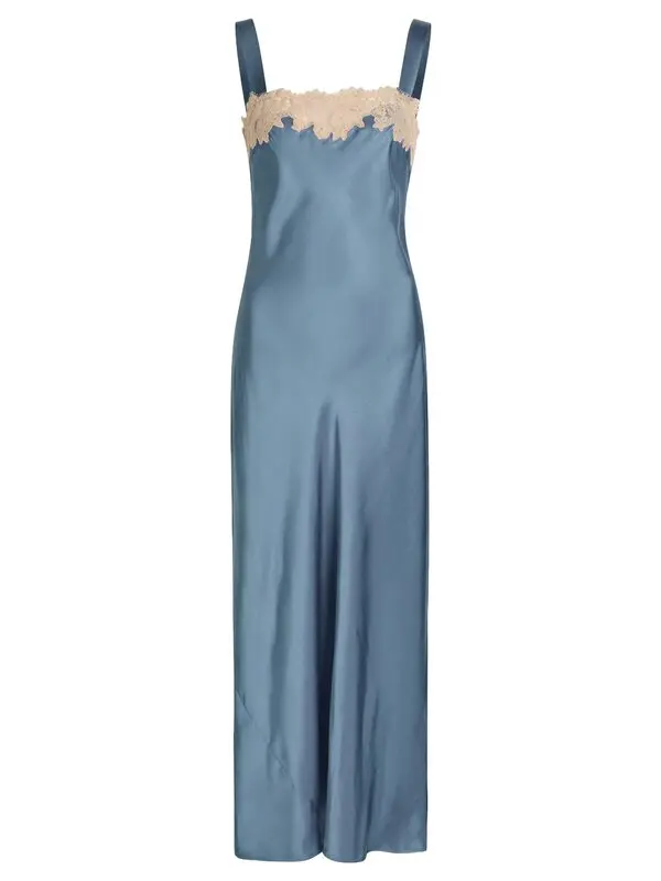 Rixo Lace-trim Satin Midi Slip Dress - Blue