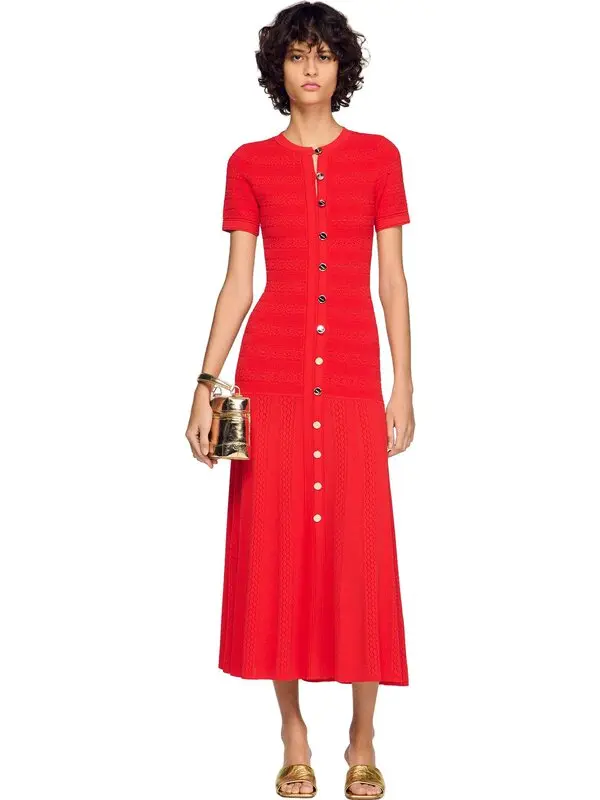 Sandro Knit Maxi Dress - Red