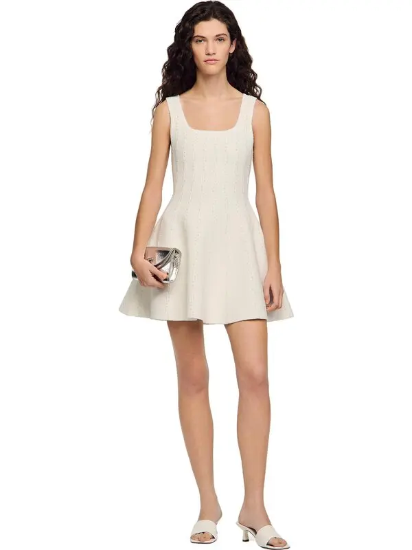 Sandro Beaded Knit Mini Dress - White