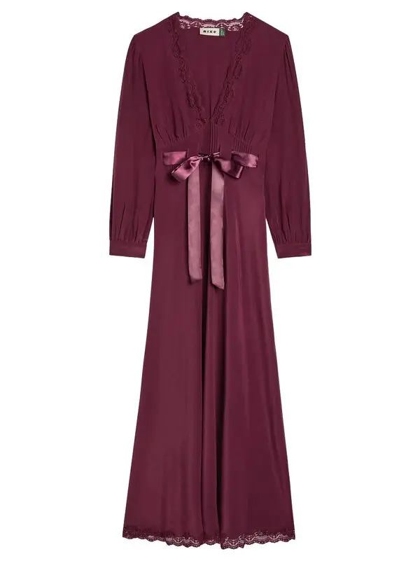 Rixo Adaline Lace-trim Silk-chiffon Midi Dress - Maroon