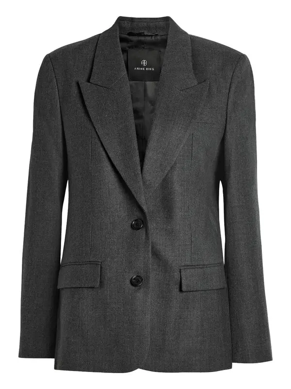 ANINE BING Ross Wool Blazer - Dark Grey