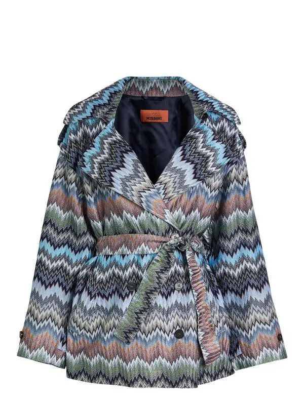 Missoni Zigzag Belted Fine-knit Trench Jacket - Multicoloured