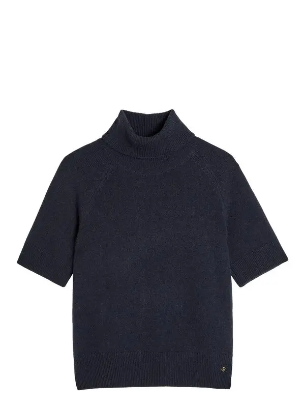 ANINE BING Jackson Roll-neck Cashmere Top - Dark Blue