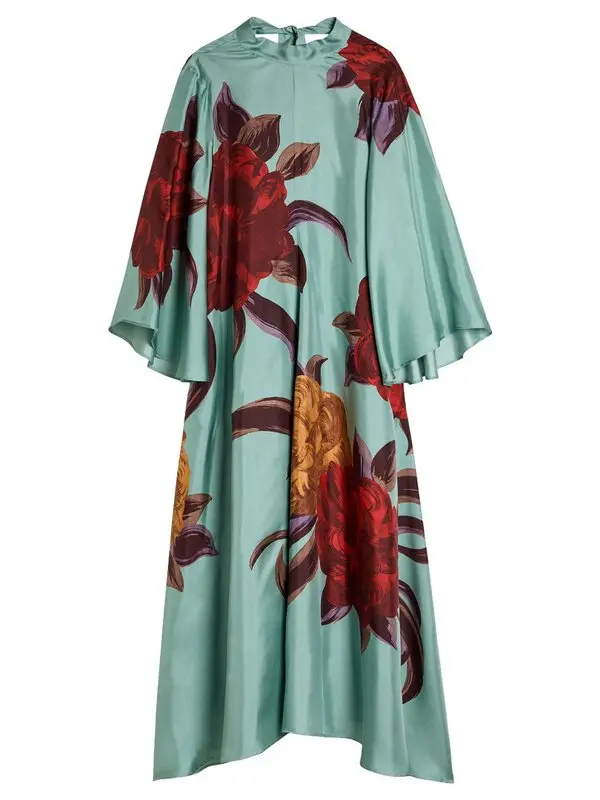 La DoubleJ Magnifico Floral-print Silk Maxi Dress - Blue