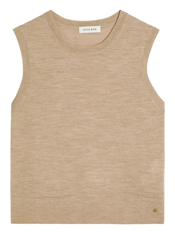 ANINE BING Moni Wool And Cashmere-blend Tank - Taupe