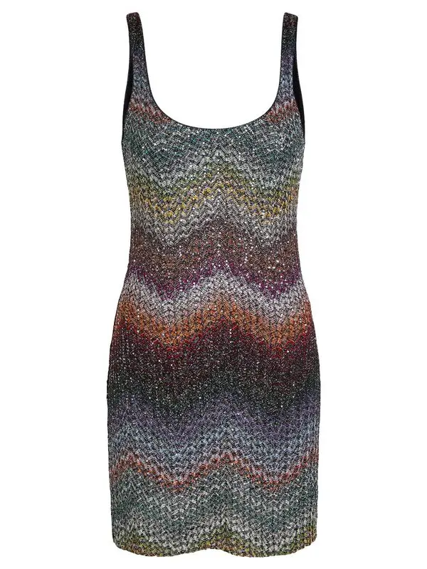 Missoni Sequin-embellished Zigzag Metallic-knit Mini Dress - Multicoloured