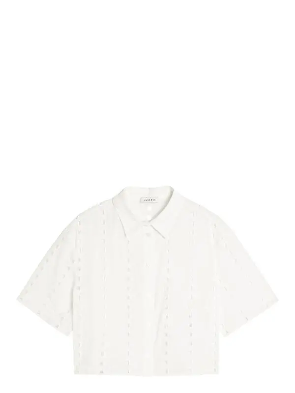 ANINE BING Lincoln Embroidered Shirt - White