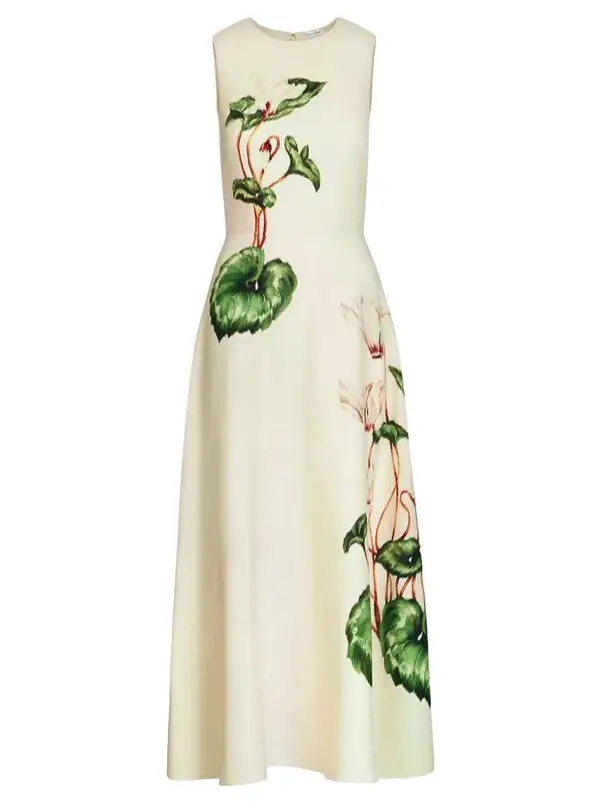 Oscar De La Renta Chiné Floral Maxi Dress - Neutrals