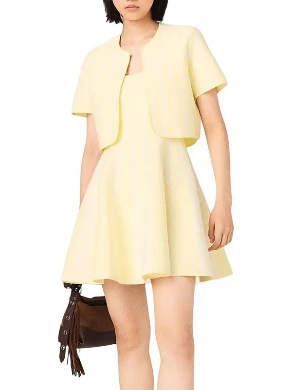 Maje Cropped Cardigan - Pale Yellow