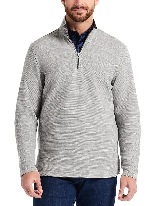 Robert Graham Ledson Long Sleeve Quarter Zip Knit Pullover - Charcoal