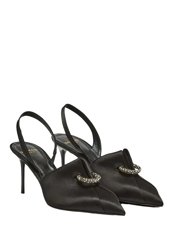 Balmain Satin Slingbacks With Piercing - Black