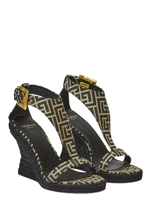 Balmain Anthem Wedge Espadrilles - Black