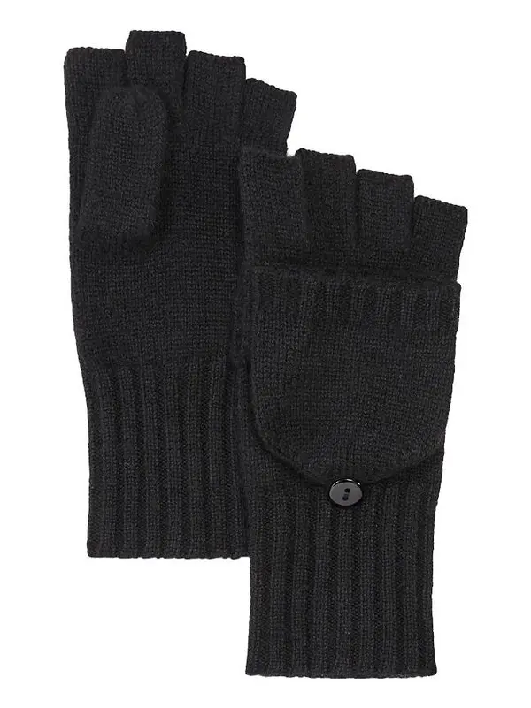 Bloomingdale'S Ribbed Knit Cashmere Pop Top Mittens - Black