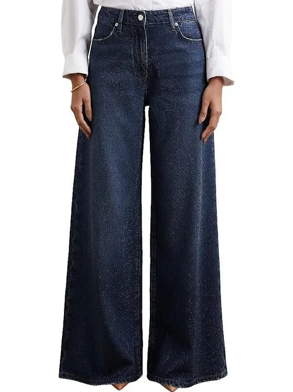 REISS Petites Mimi High Rise Wide Leg Jeans - Dark Blue