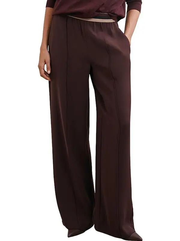 REISS Sonnie Petite Wide Leg Trousers - Burgundy