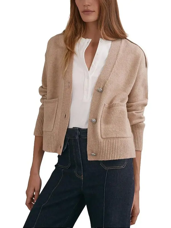 REISS Maya Cardigan Sweater - Beige Beutral