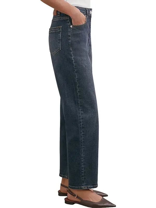 REISS Selin Petite Mid Rise Straight Leg Jeans - Antique Mid Blue
