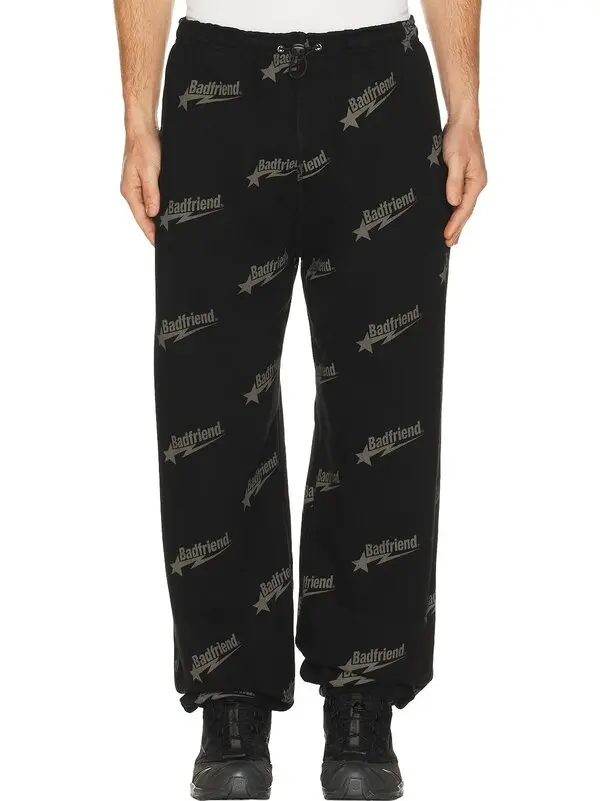 BADFRIEND Star Sweatpant In Black - Black & Charcoal
