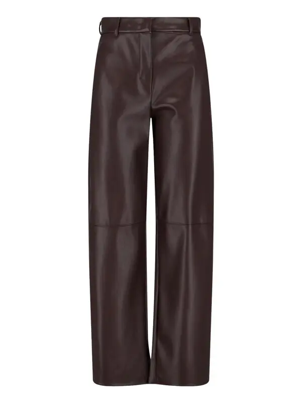 Max Mara Eco-leather Straight Leg Trousers - Brown