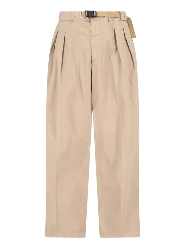 WHITE SAND Belted Lyocell And Linen Blend Pants - Beige