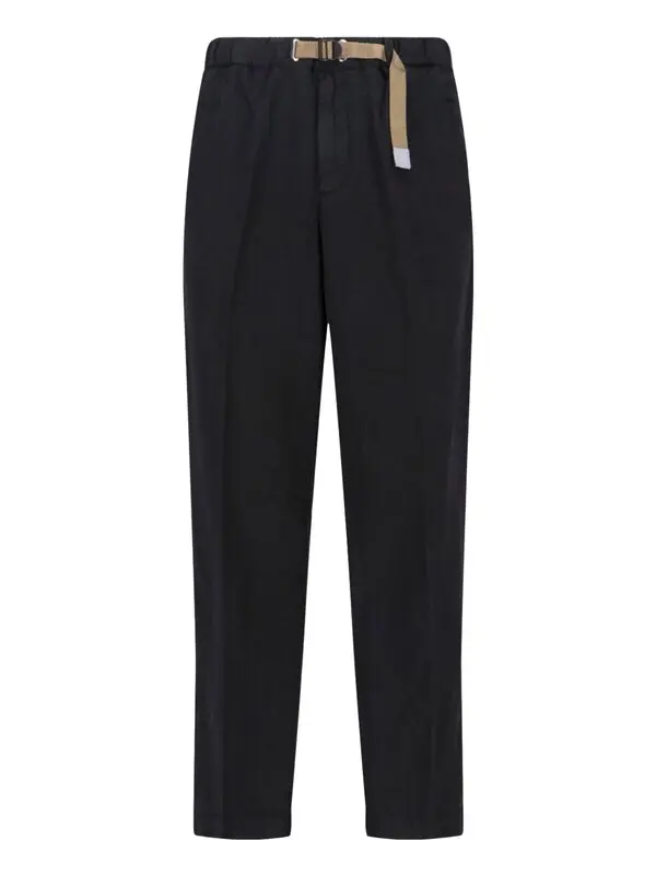 WHITE SAND Belted Lyocell And Linen-blend Pants - Black