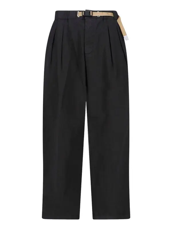 WHITE SAND Belted Lyocell-linen Blend Pants - Black