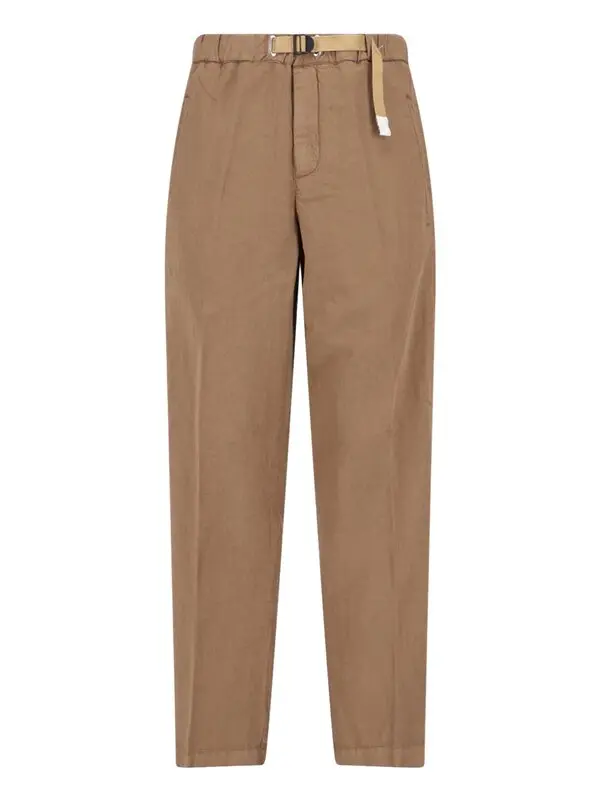 WHITE SAND Belted Lyocell And Linen-blend Pants - Brown