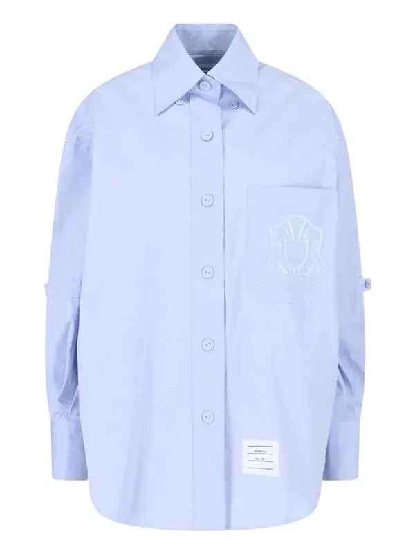 Thom Browne Balenciaga Cotton Poplin Striped Shirt - Light Blue