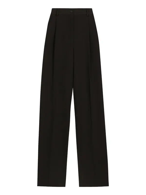 Dolce & Gabbana Flared Wool Gabardine Tuxedo Trousers - Black