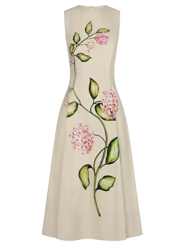 Oscar De La Renta Porcelain Flower Maxi Dress - Neutrals