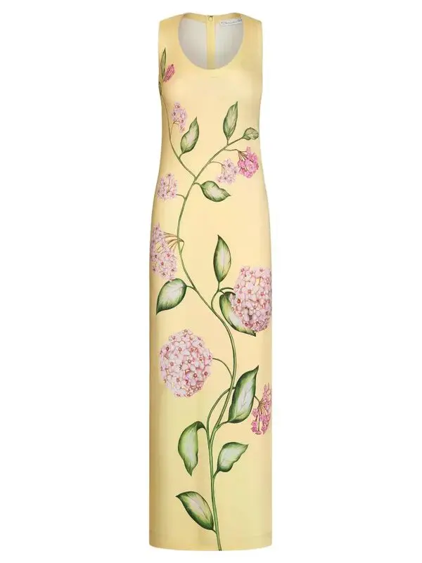 Oscar De La Renta Porcelain Flower Maxi Dress - Yellow