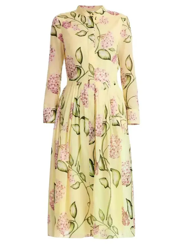 Oscar De La Renta Floral Cotton Poplin Maxi Dress - Yellow