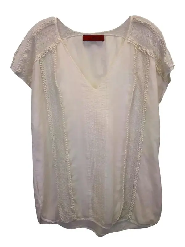 Carolina Herrera Lace-trimmed V-neck Blouse - White