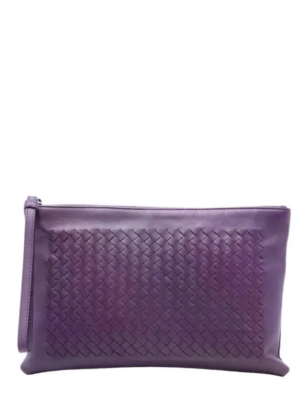 Bottega Veneta Nappa Intrecciato Wristlet Clutch Bag - Purple