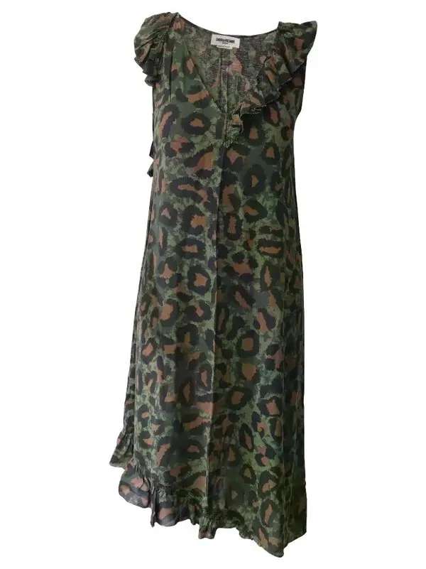Zadig&Voltaire Leopard-print Asymmetric Midi Dress - Green