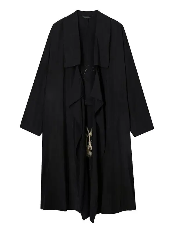 Y’s Printed-collar Coat - Black