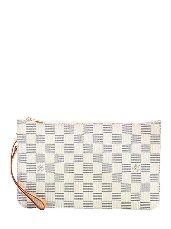 LOUIS VUITTON Damier Azur Neverfull Mm Pouch - White