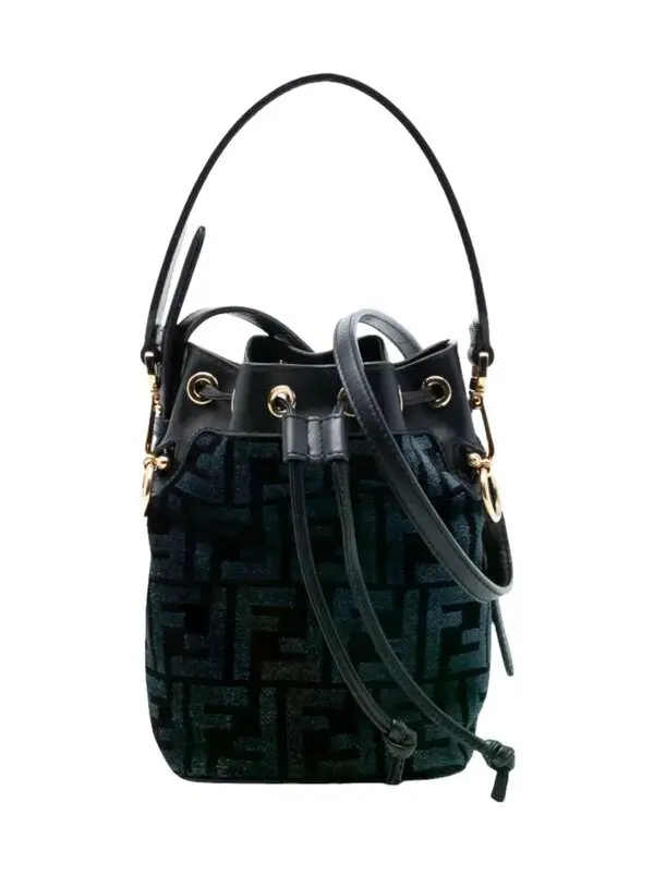 Fendi Mini Zucca Tapestry Mon Tresor Bucket Bag Satchel - Black