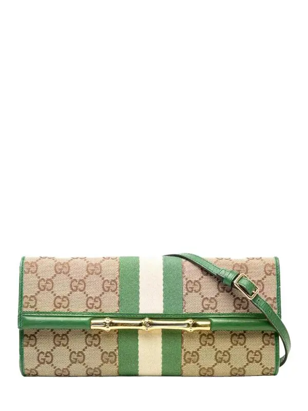 Gucci Gg Canvas Web Bamboo Bar Crossbody Bag - Brown