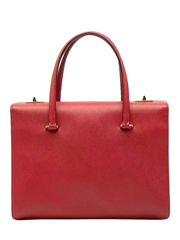 Prada Saffiano Turnlock Handbag - Red