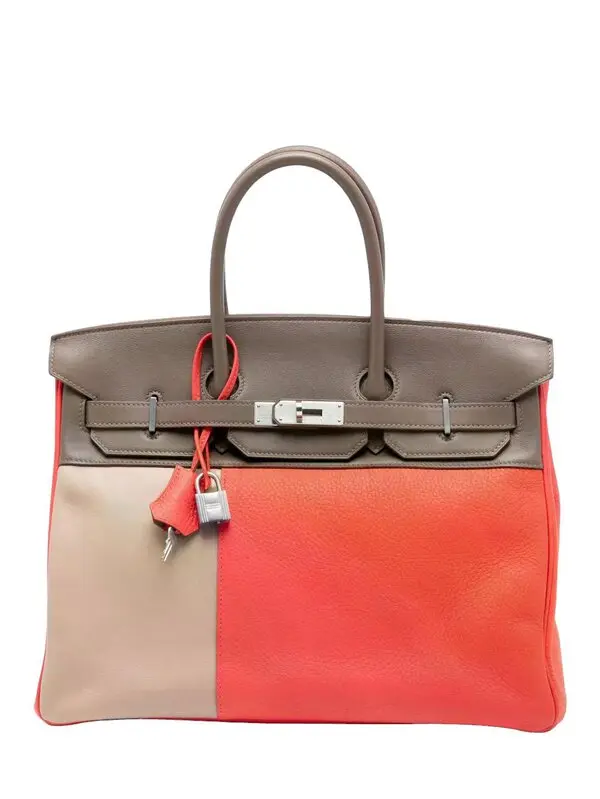 Hermès Tricolor Clemence And Swift Birkin Cascade Retourne 35 Handbag - Pink