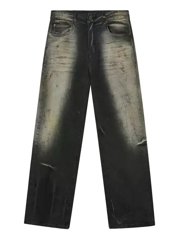 We11Done Faded-denim Trousers - Black