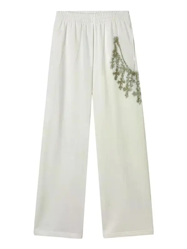 We11Done Embellished Wide Leg Trousers - Neutrals