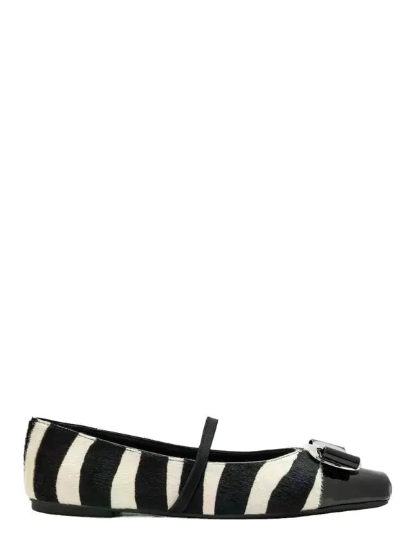 FERRAGAMO Vara Zebra-print Ballet Flats - Black