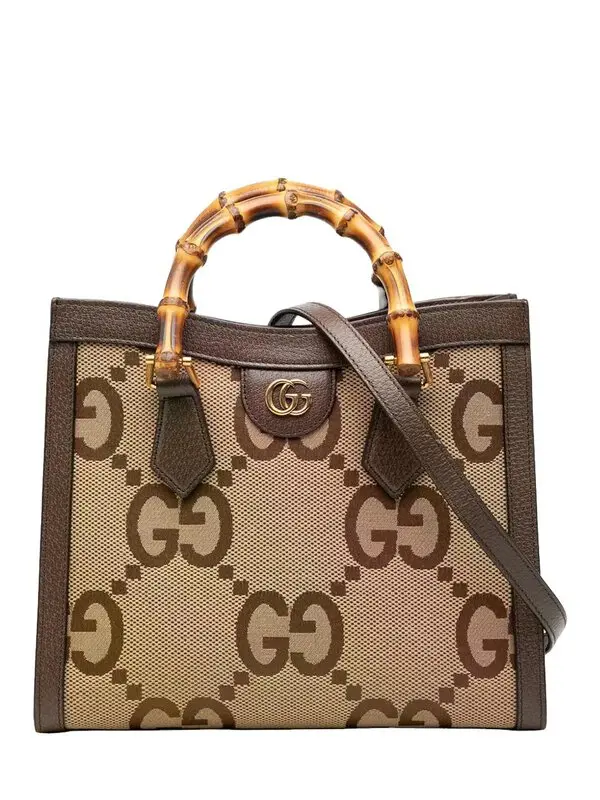 Gucci Gg Canvas Bamboo Diana Satchel - Brown